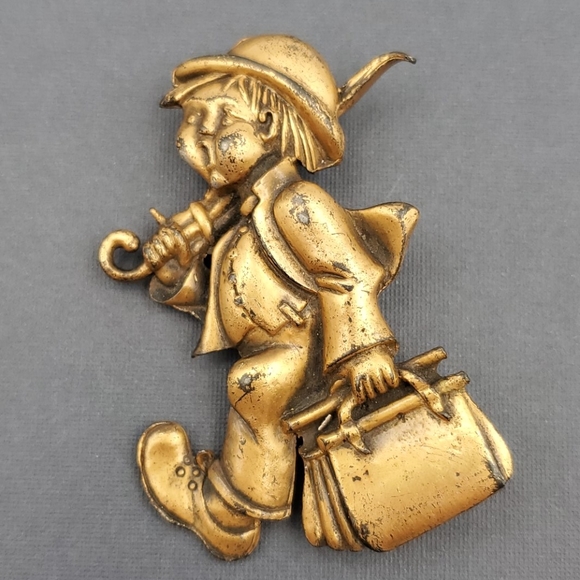 Silson | Jewelry | Silson Vintage Gold Tone Wandering Boy Brooch | Poshmark